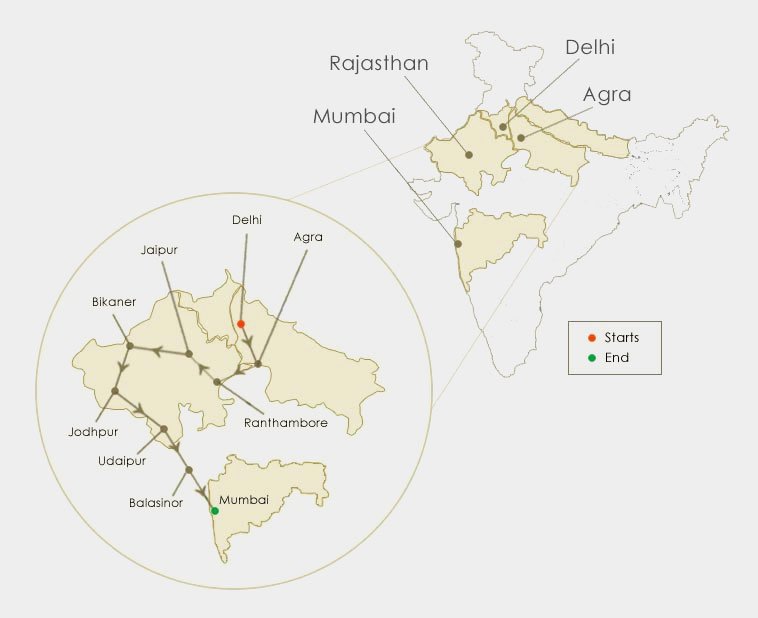 Route Map – Luxury Trains India